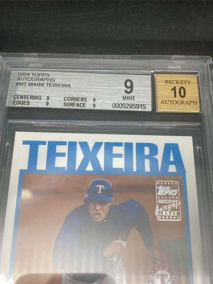 Graded Signature 2004 Mark Teixeira Topps Autographs Baseball Card MT 9 ...