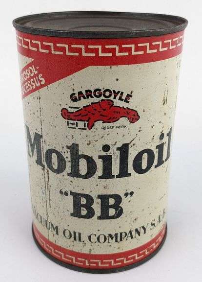 Scarce Early French Gargoyle Mobiloil “BB” Full Quart Oil Can - Kraft ...