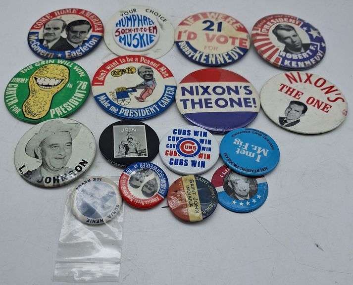 (QR) 1976, The Grin Will Win Jimmy Carter Campaign Pin And More Pins ...