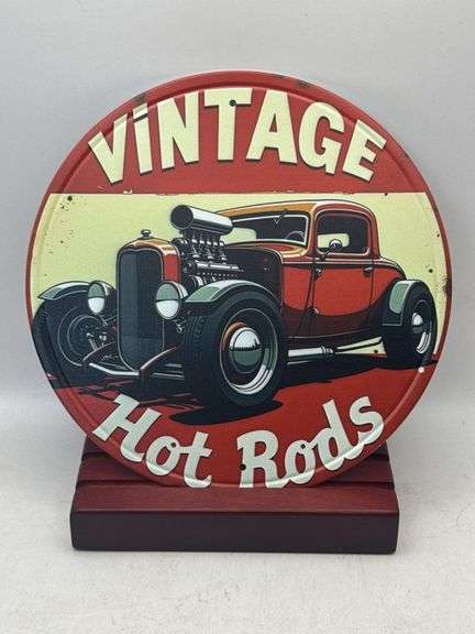 Metal Racing Vintage Hot Rod Advertising Sign 7 3/4” - Kraft Auction ...