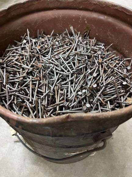 (AJ) 5 Gallon Metal Bucket Of Nails - Kraft Auction Service, LLC