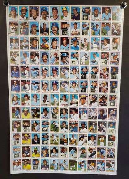 1978 Topps Baseball Trading Cards Uncut Sheet Featuring 132 Cards ...