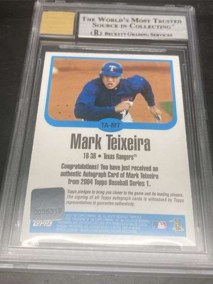 Graded Signature 2004 Mark Teixeira Topps Autographs Baseball Card MT 9 ...