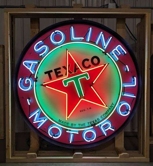 Custom Texaco Gasoline Motor Oil Neon Sign - Kraft Auction Service, LLC