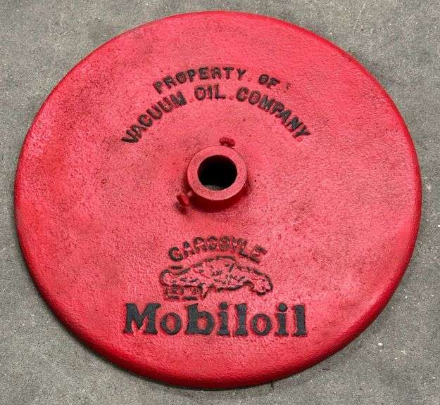 Red Mobil Oil Mobiloil Gargoyle Advertisement Heavy Cast Iron Sign Base ...