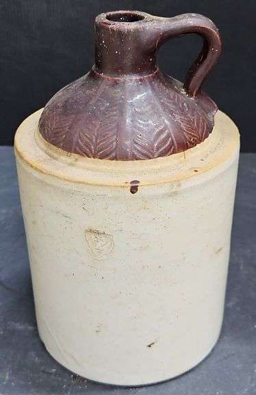 (AW) 2 Tone Salt Glazed Stoneware Finger Whiskey Jug. - Kraft Auction ...