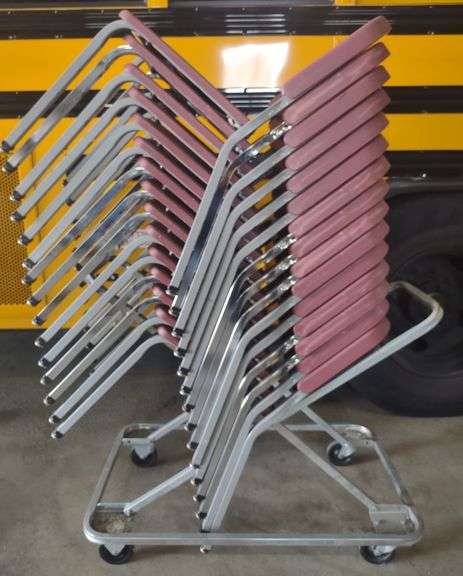 Wenger 15 Stackable Auditorium Chairs w/ Chair Dolly Cart - Kraft ...