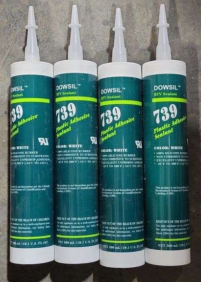 Four Tubes Of Dowsil RTV Sealant 739 Plastic Adhesive Sealant - Kraft Auction Service, LLC