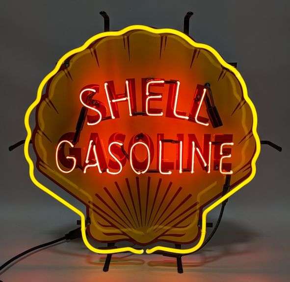 Custom "Shell Gasoline" Two-Color Neon Sign - Kraft Auction Service, LLC