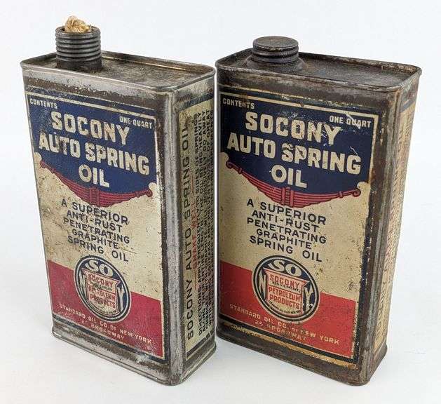 2) Early SOCONY Standard Oil Auto Spring Oil One Quart Cans - Kraft ...