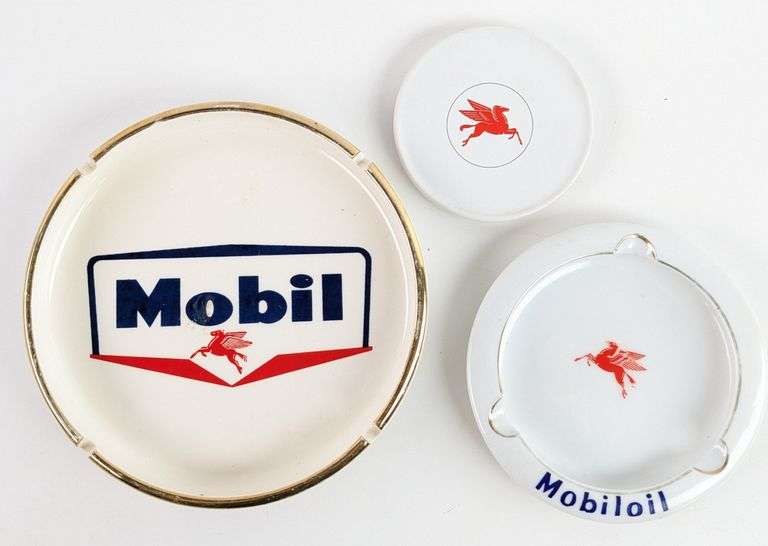 Lot Of Vintage Mobil Service Station Porcelain Ashtrays & Coaster ...