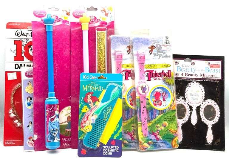 (7) Disney Princess Ribbon Baton Yellow & Blue, Two Pink Tinkerbell ...