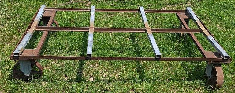 (X) Metal Frame on Wheels. 59" x 38" x 11". - Kraft Auction Service, LLC