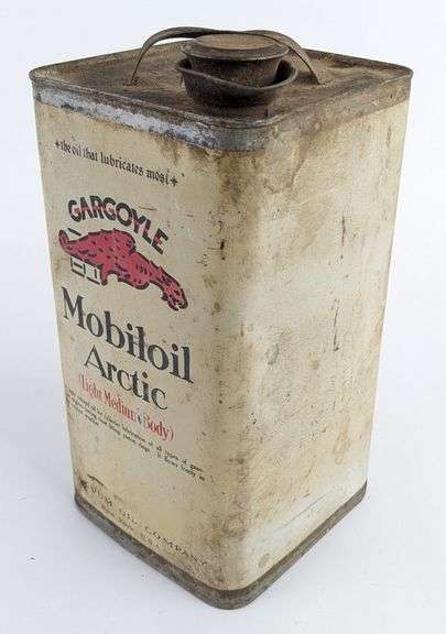 Early Mobiloil Gargoyle Arctic 1 Gallon Motor Oil Can w/ Cap - Kraft ...