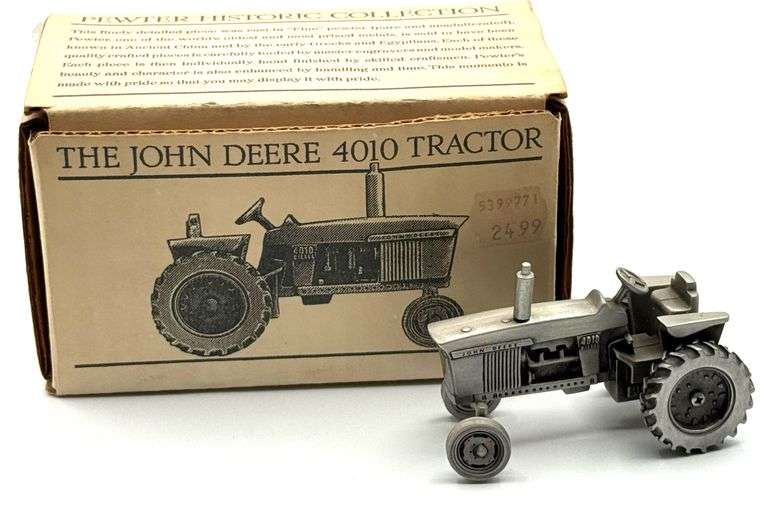 Spec Cast Pewter John Deere 4010 Tractor Model with Box - Kraft Auction ...
