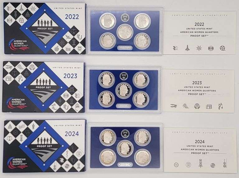 2022-2023-2024 United States Mint American Women Quarters Proof Sets ...