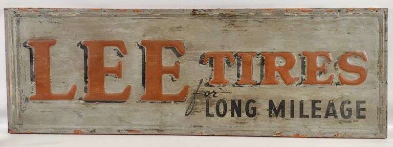 6ft Early SST Lee Tires Embossed Advertising Sign - Kraft Auction ...