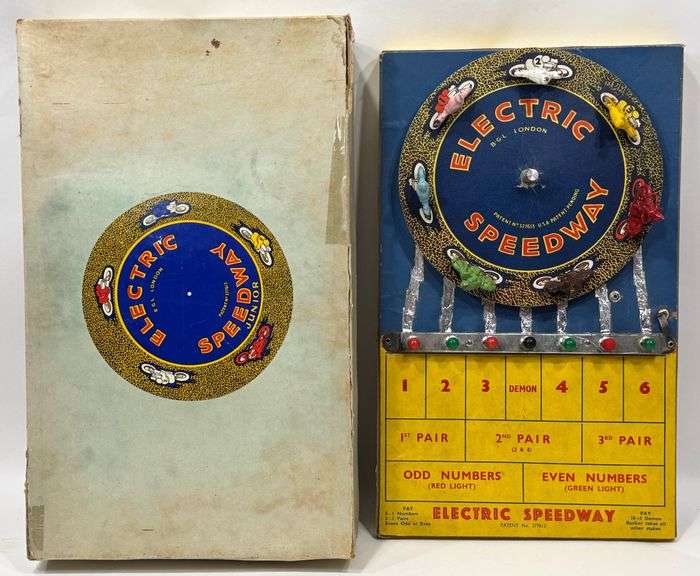 Vintage Motorcycle Racing Electric Speedway Chance Wheel w/ Box - Kraft ...