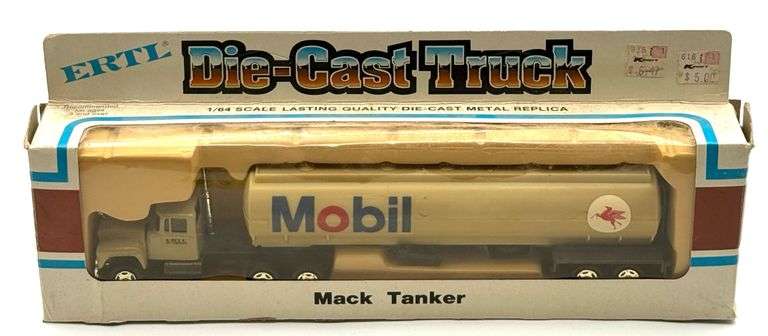 ERTL DCP 1:64 Mobil Mack Semi Truck with Tanker in Box - Kraft Auction ...