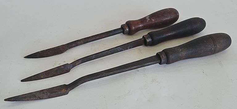 (E) Set of Vintage Soldering Irons with Wooden Handles. - Kraft Auction ...