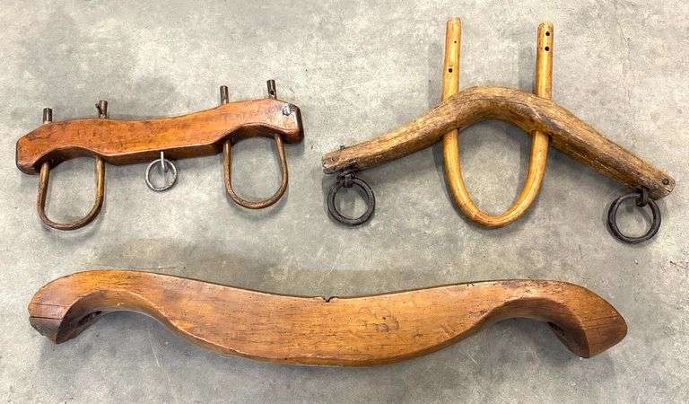 Assorted Wood Primitive Double Oxen Yokes - Kraft Auction Service, LLC