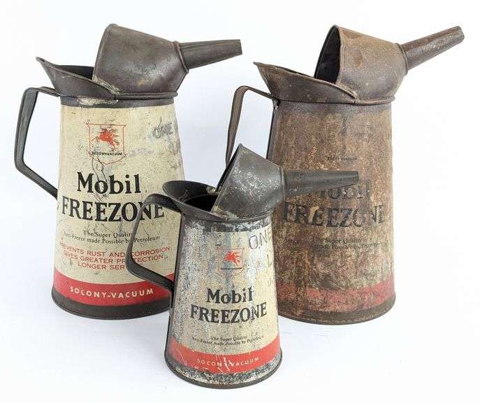 3) Early SOCONY-VACUUM Mobil Freezone Pitcher Transfer Cans - Kraft ...