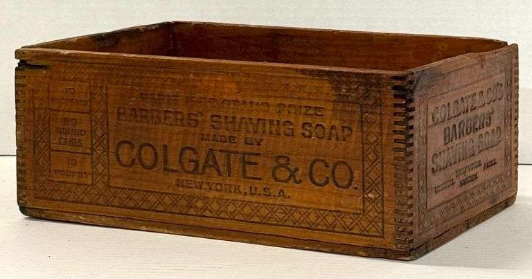 Colgate and Co. Barber Shaving Soap Wooden Crate - Kraft Auction ...