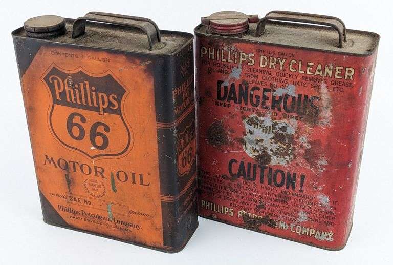 (2) Vintage Phillips 66 Gas Station One Gallon Slim Cans - Kraft ...