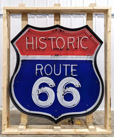 Custom Historic Route 66 Neon Sign - Kraft Auction Service, LLC