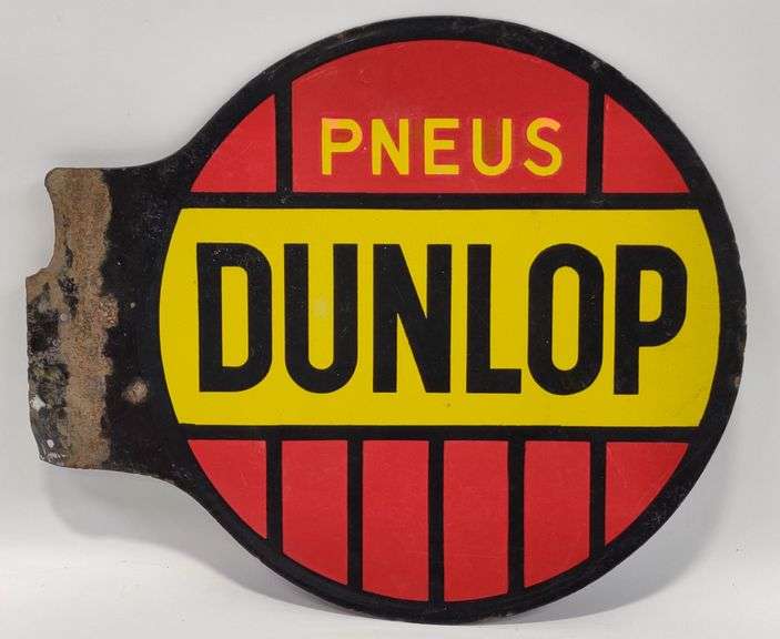 Vintage DSP Dunlop Tires French Flange Advertising Sign - Kraft Auction ...