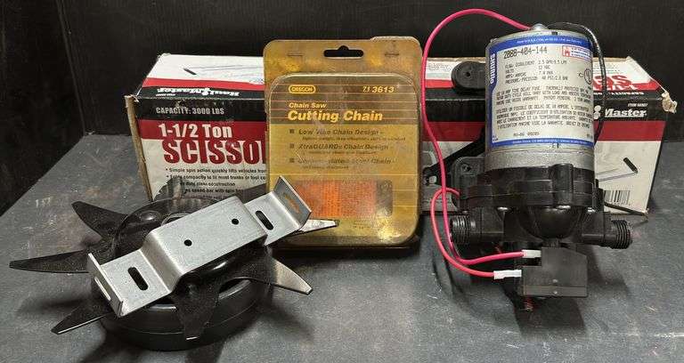 (AF) Chain Saw Cutting Chain, Shurflo Motor, Scissor Jack, and Cooling ...