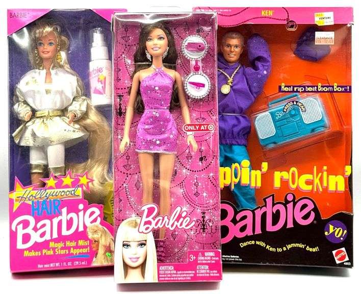 Barbie 1991 Rappin' Rockin' Ken, 1992 Hollywood Hair Barbie, 2010 ...