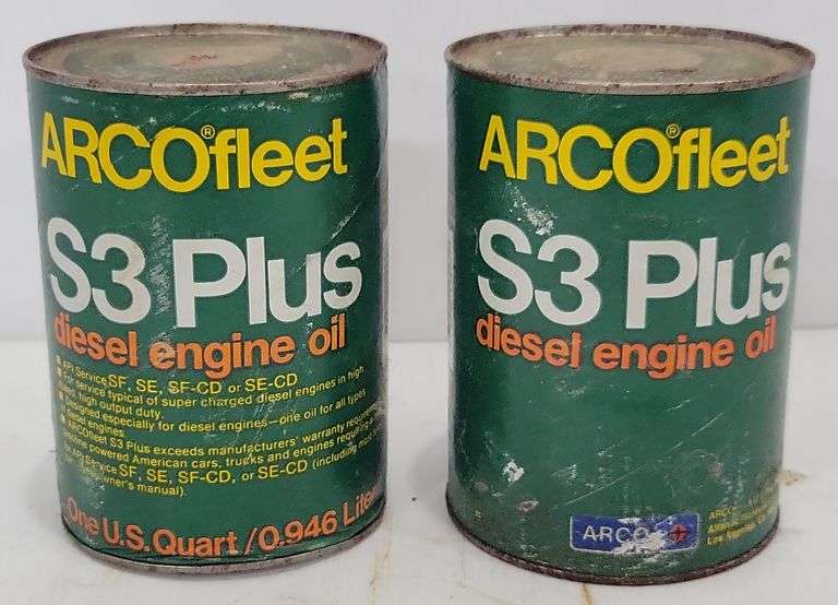 Pair Of Vintage ARCOfleet S3 Plus Diesel Engine Oil Cans - Kraft ...