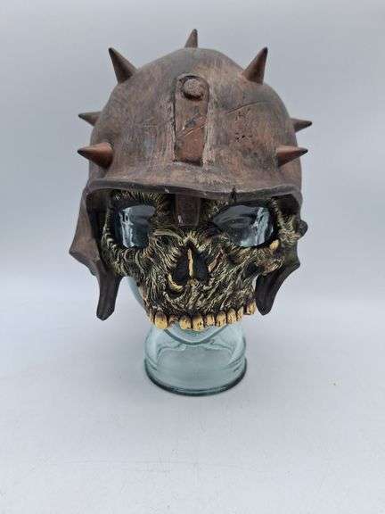 (KC) Half Head Undead Helmet Skeleton Mask, damaged rubber, paint ...