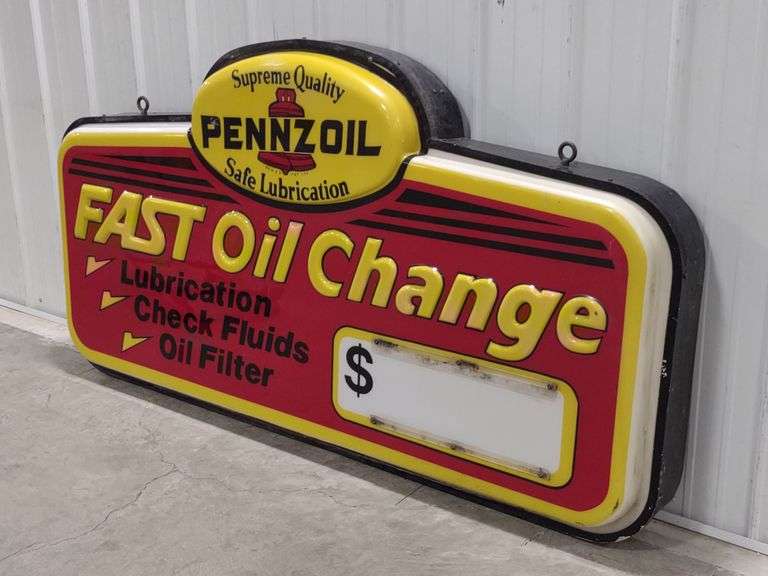 6ft Vintage Pennzoil Fast Oil Change Lighted Embossed Lexan Sign ...