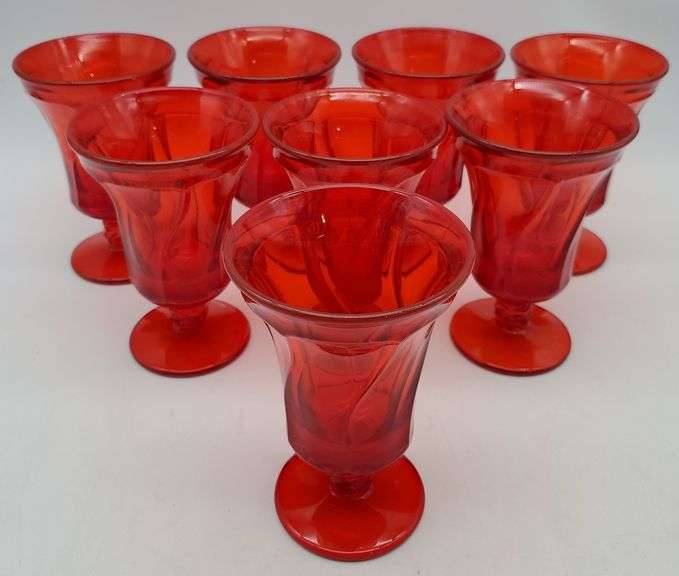 (H) Fostoria Jamestown Ruby Red Heavy Pressed Iced Tea Glasses - Kraft ...