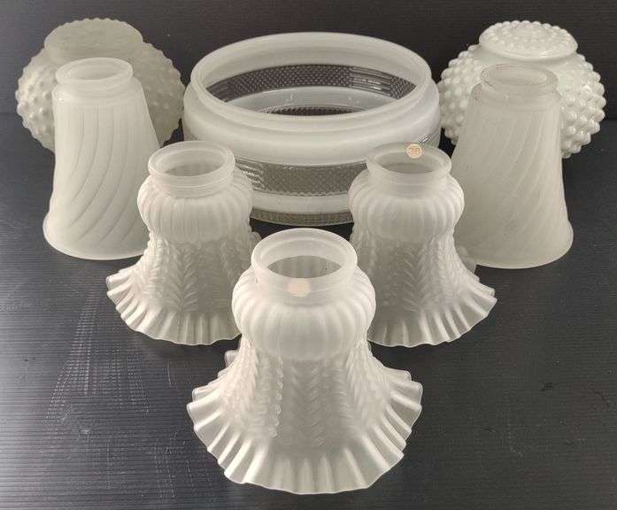 (G) Vtg. Frosted Glass Lamp Shade Covers - Kraft Auction Service, LLC