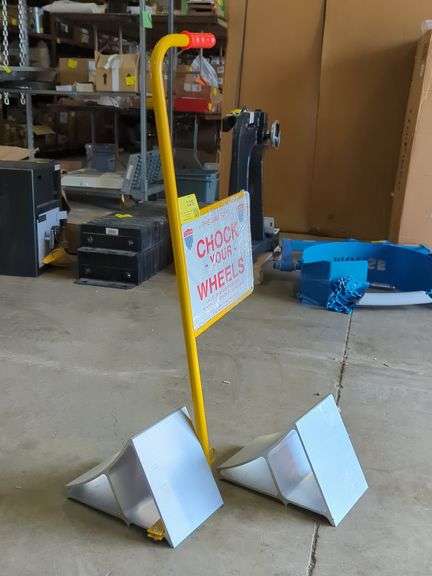 Vestil Aluminum Wheel Chocks w/ Handle & Sign - Kraft Auction Service, LLC