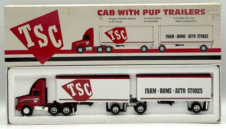 DCP 1992 ERTL 1:62 TSC Cab With Pup Trailers in Box - Kraft Auction ...