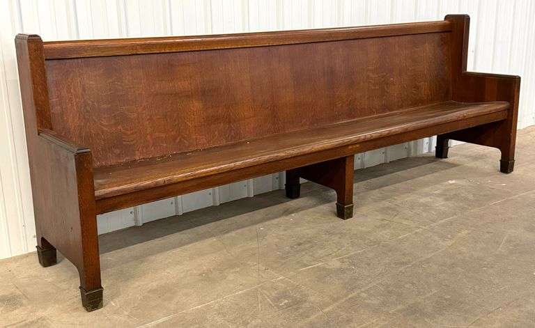 Vintage 9ft Long Handcrafted Solid Wood Church Pew - Kraft Auction ...