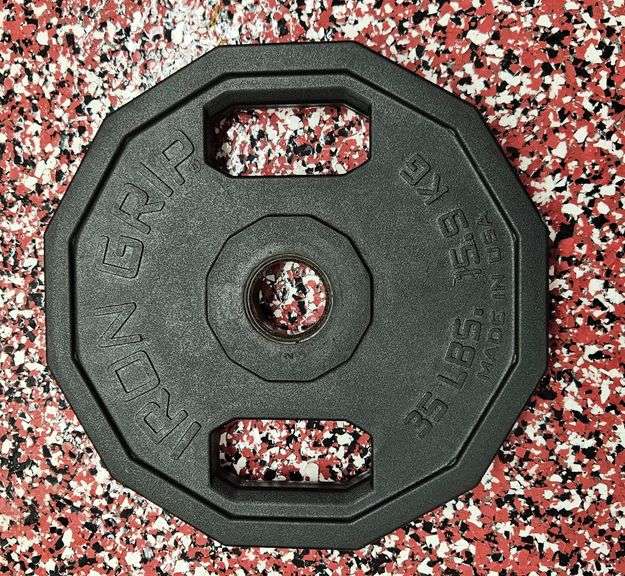 Lot Of Iron Grip Urethane Incased Olympic 35Lb Weights. (2) - Kraft ...