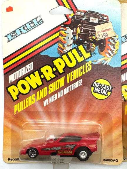 (3) ERTL 1:64 Pow-R-Pull Scale Models in Blister Packs, Friction Drive ...