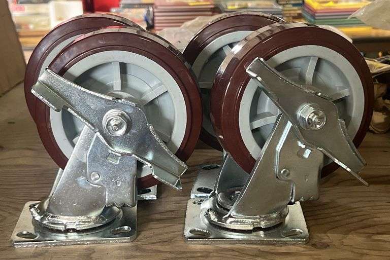 6” X 2” Polyurethane Caster Wheels, 2 Fixed Casters, 2 Swivel Casters ...
