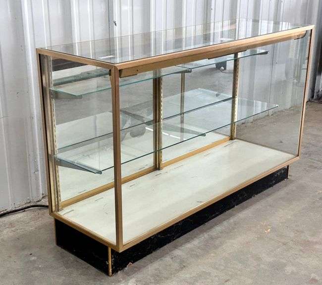 (G) Illuminated Glass Countertop Display Cases With Glass Shelves ...