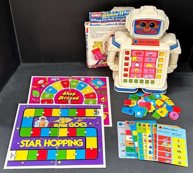 (AX) Vintage Playskool Alphie II Learning Robot And Activity Sets ...