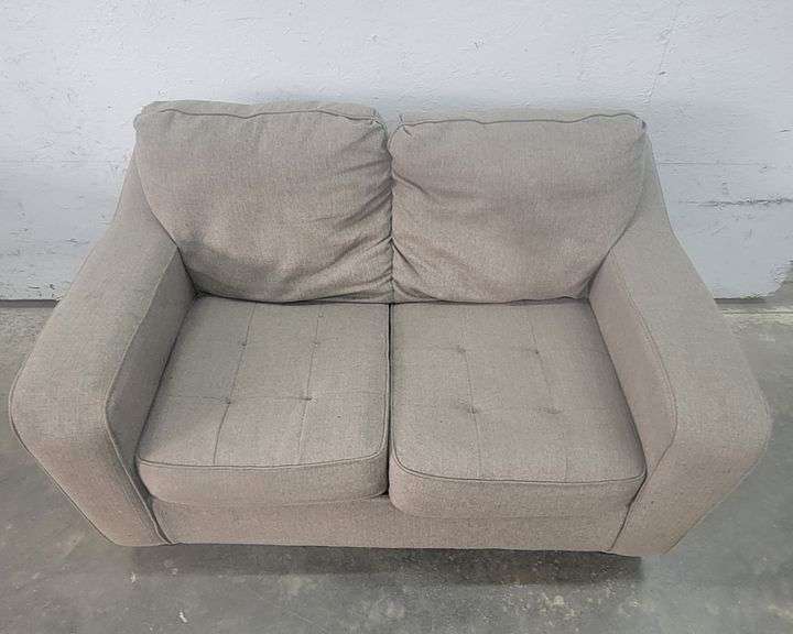 (AM) Grey Fabric Loveseat - Kraft Auction Service, LLC