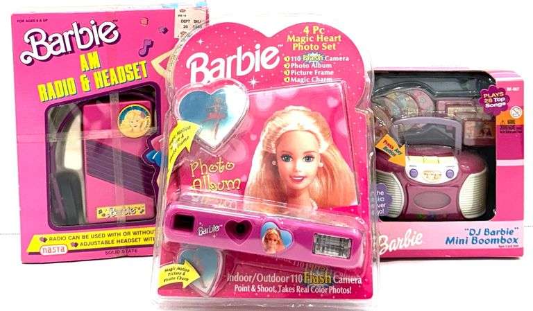 1995 Barbie 4pc. Magic Heart Photo Set. 2002 DJ Mini Boombox & Barbie ...