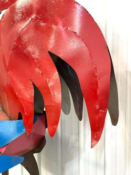 6ft Tall Metal Art Rooster Sculpture - Kraft Auction Service, LLC