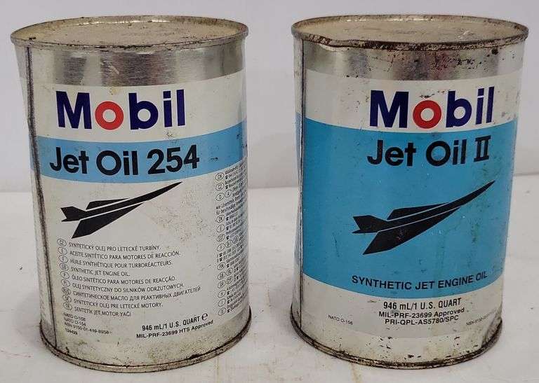 Pair Of Vintage Mobil Jet Oil Cans Including Oil 254 And Oil II - Kraft ...