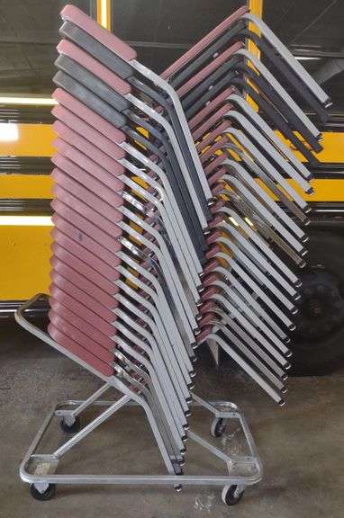 Wenger 22 Stackable Auditorium Chairs w/ Chair Dolly Cart *(Location ...